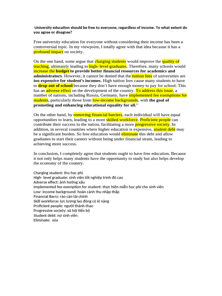 University Education Should Be Free To Everyone | PDF