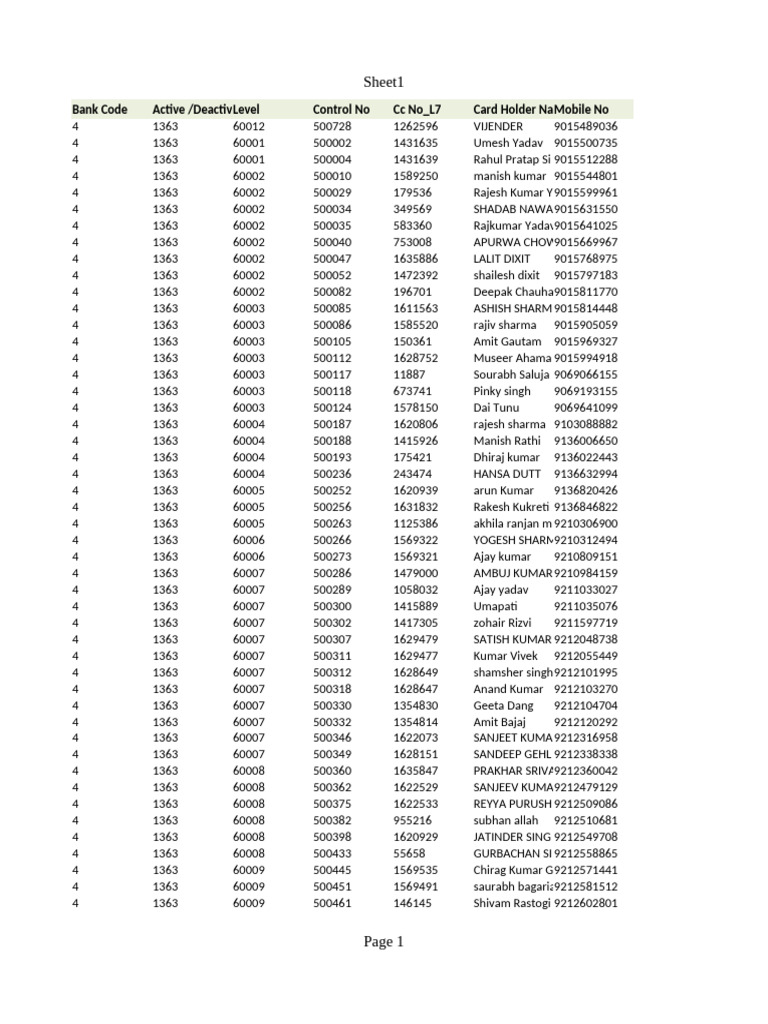 Leaked Credit Card Information List | PDF