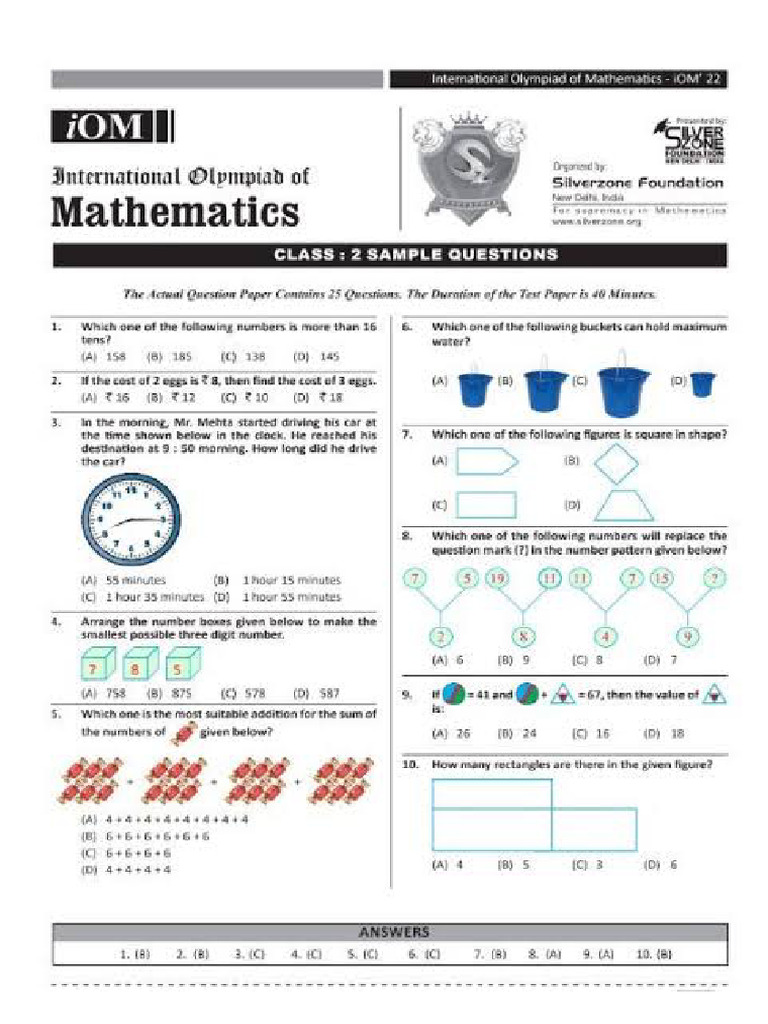 Math Olympiad Class 2 | PDF