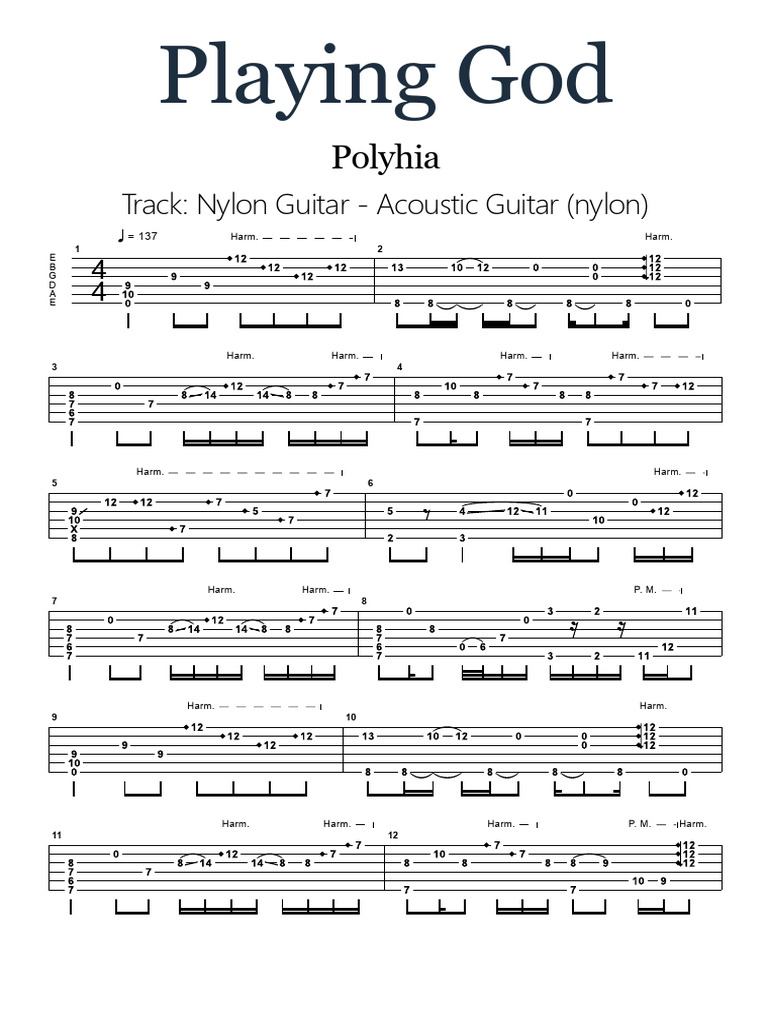 Playing God Tab by Polyhia - Songsterr Tabs With Rhythm | PDF | Guitar Family Instruments | Guitars
