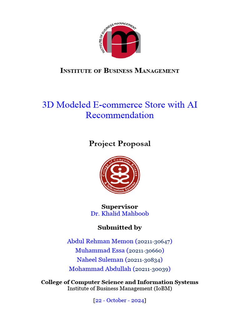 FYP-Proposal-3D Modeling Ecommerce Store With AI Recommendation (Final) | PDF | Scrum (Software ...