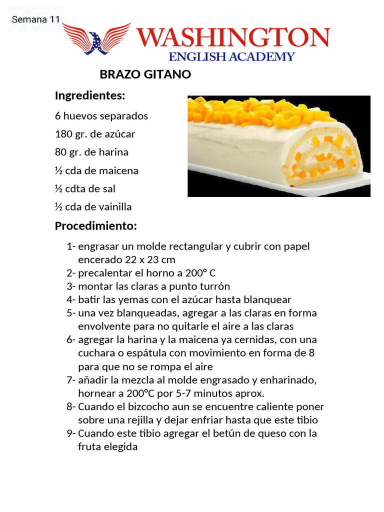 Receta de Brazo Gitano | PDF