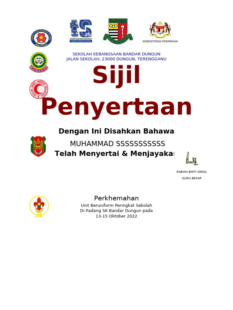 Sijil Perkhemahan Unit Beruniform | PDF