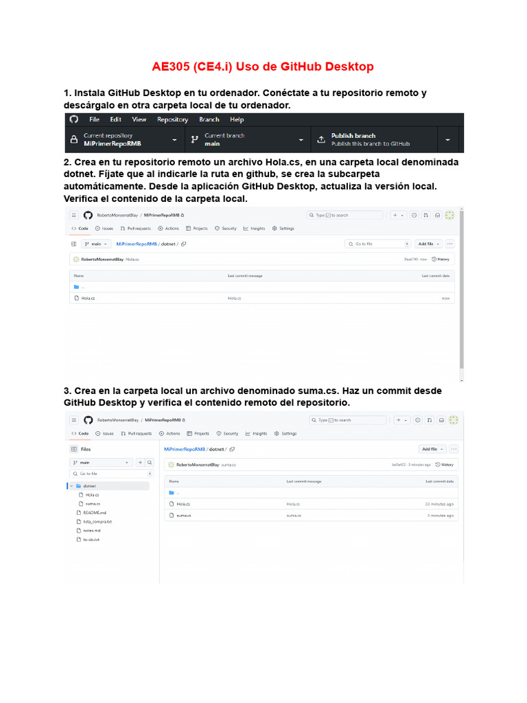 AE305 (CE4.i) Uso de GitHub Desktop Monserrat Blay Roberto | PDF