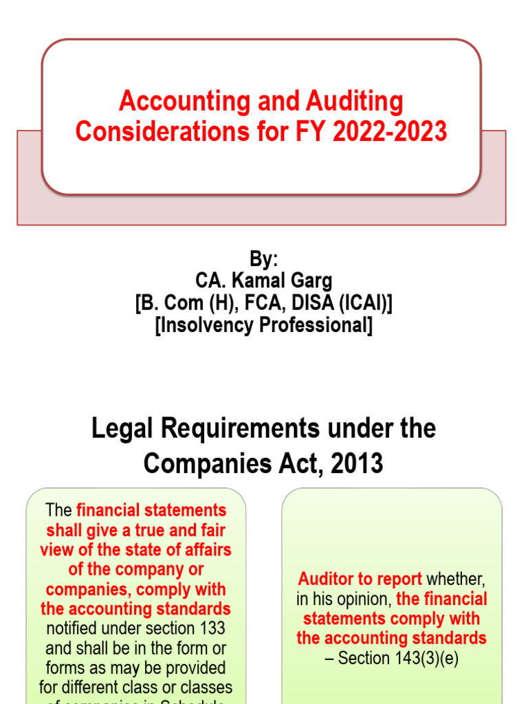 Accouning and Auditing Consideration FY 2022-23 | PDF | Auditor's ...