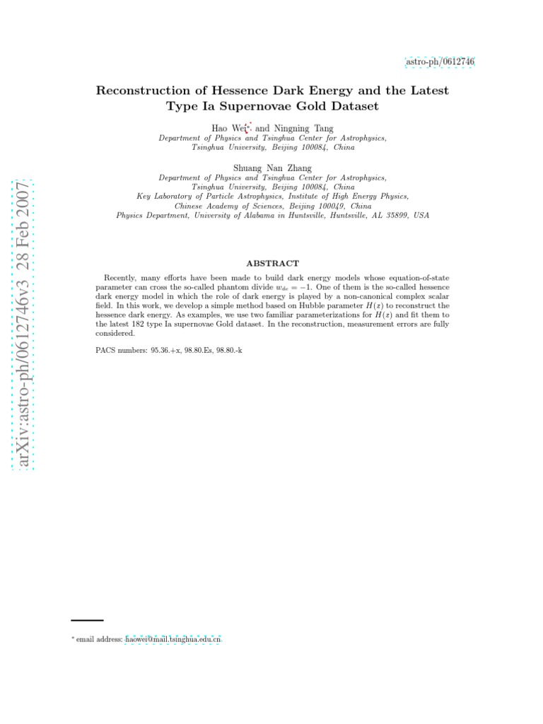 Hao Wei and Ningning Tang - Reconstruction of Hessence Dark Energy and ...