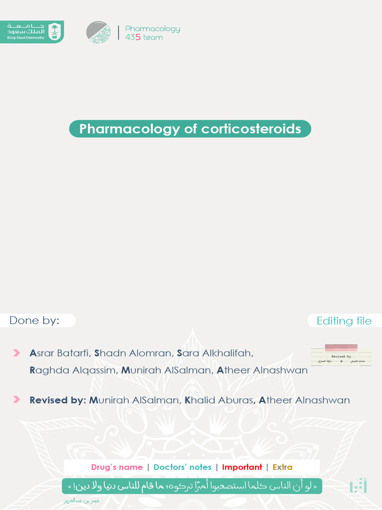 5 - Pharmacology of Corticosteroids (Final) | PDF | Glucocorticoid | Corticosteroid
