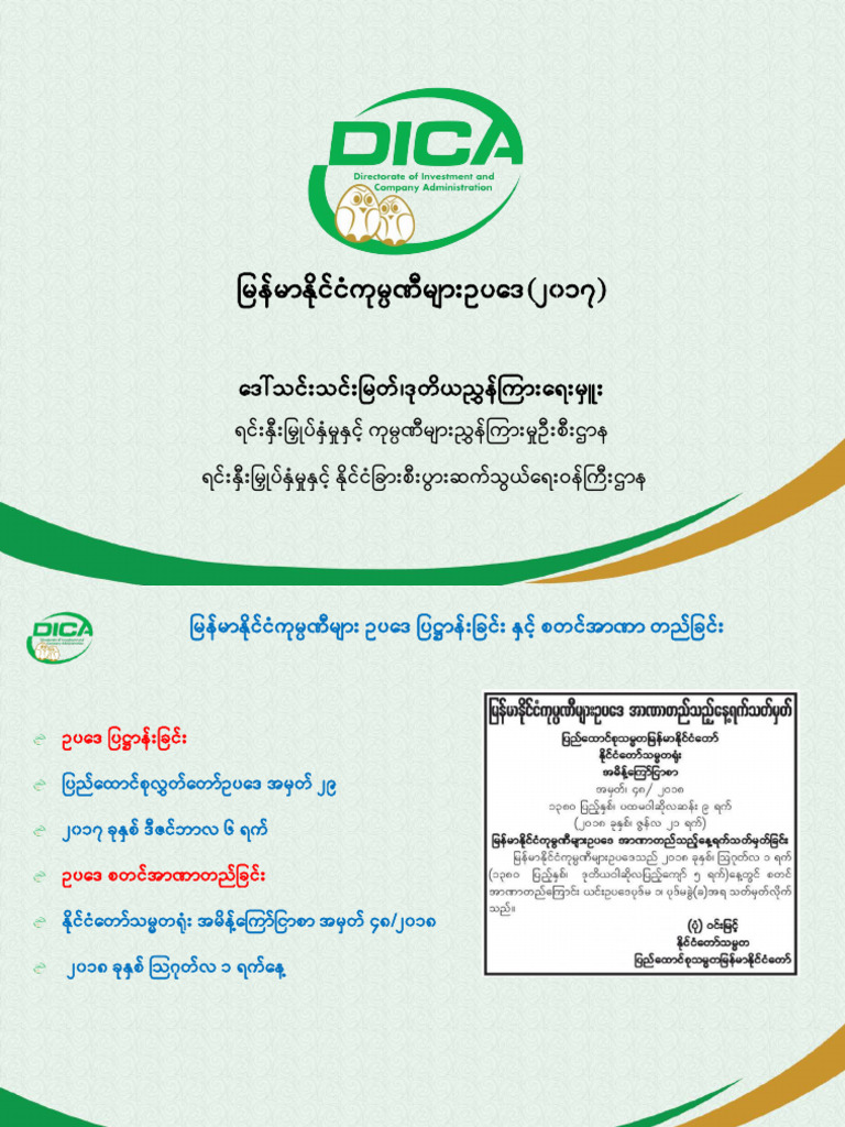 Myanmar Company Law | PDF