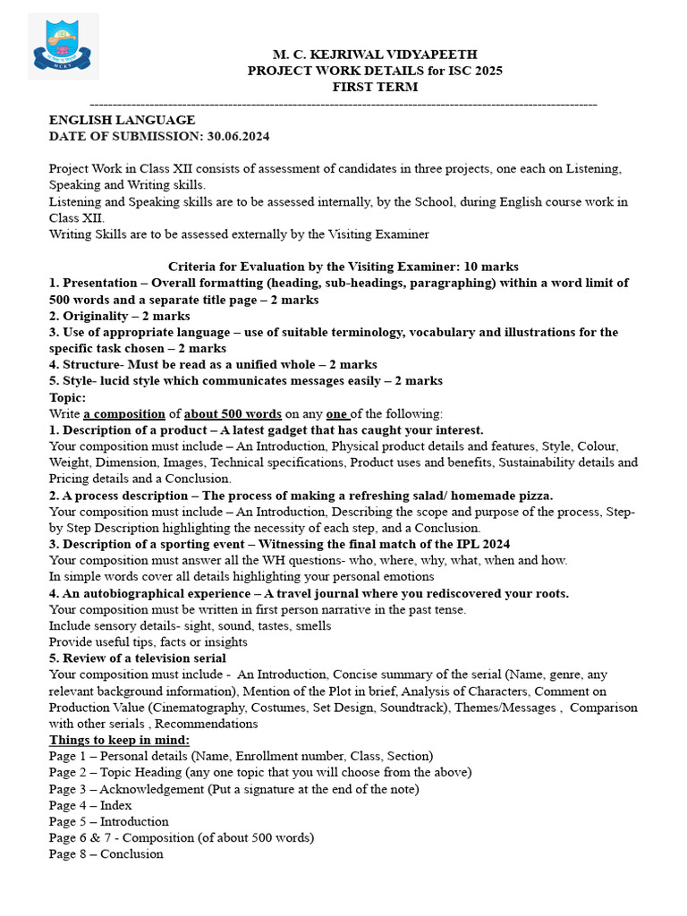 Project Work For Isc 2025 | PDF | Macbeth