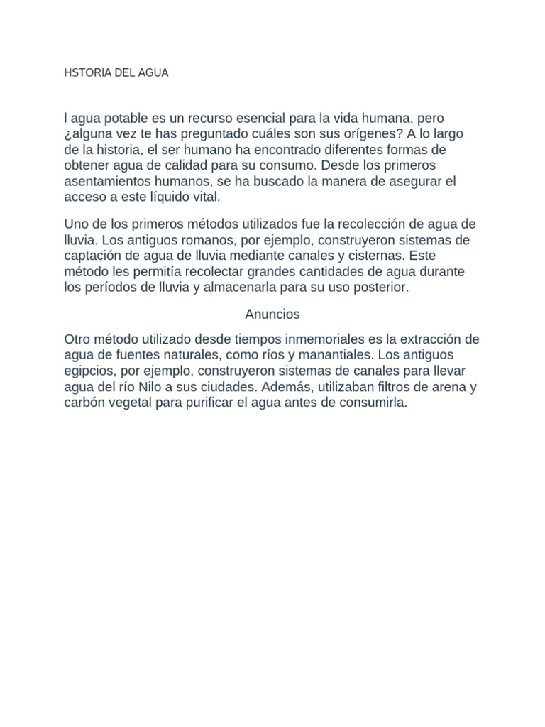 Historia Del Agua | PDF