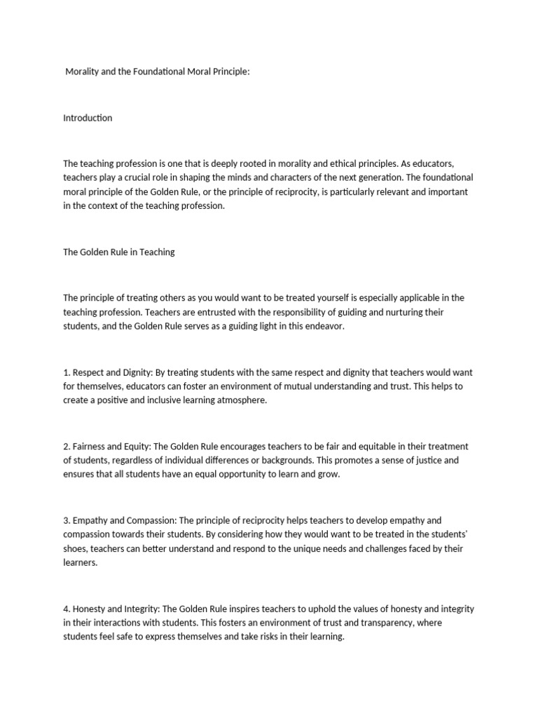 Golden Rule in Teaching Ethics | PDF | Morality | Golden Rule