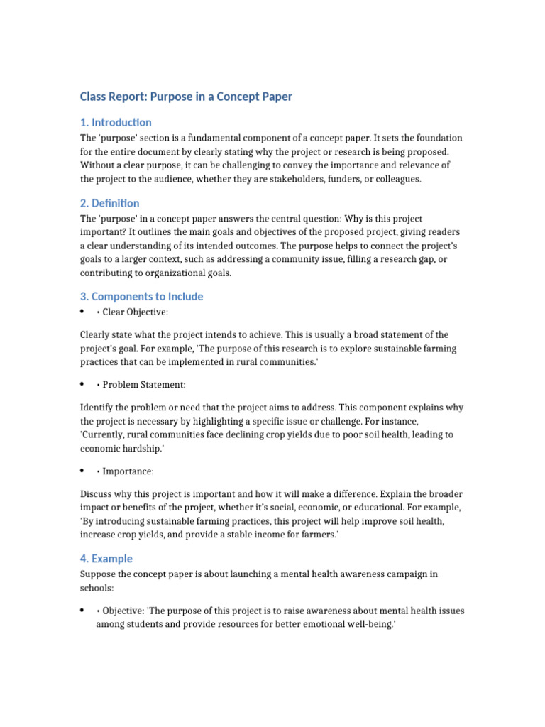 Defining Purpose in Concept Papers | PDF | Mental Health | Sustainability