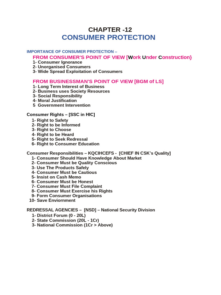 CH - 12 Consumer Protection | PDF