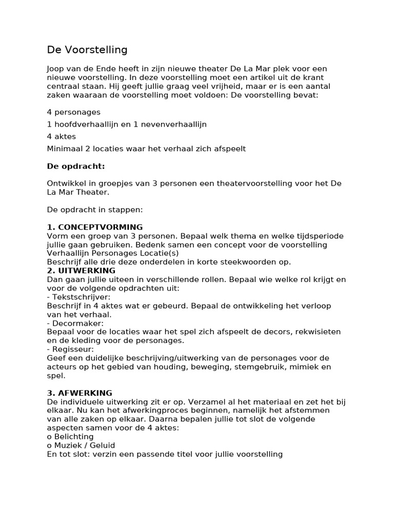 De Voorstelling | PDF
