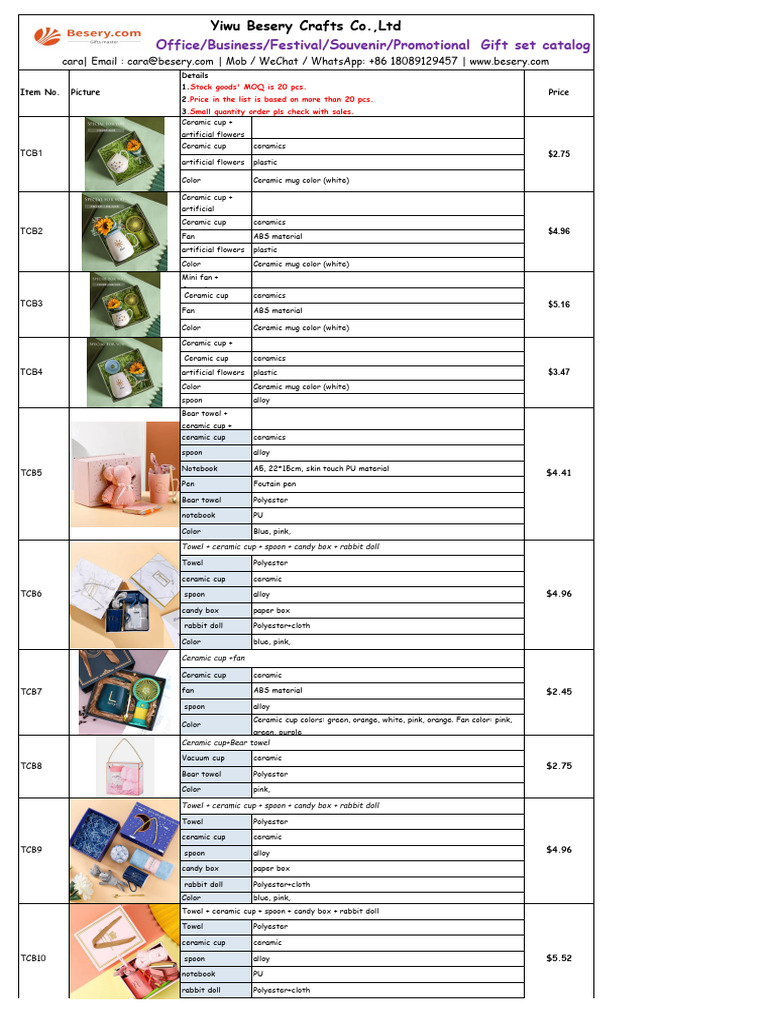 TCB - Besery Catalog With Price - 20240909092408 (2024-11-02 04 - 25 - 24) | PDF | Spoon | Materials