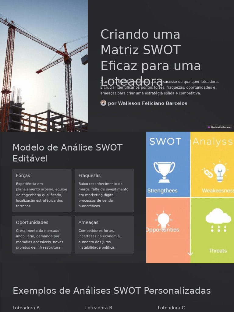 Matriz SWOT para Loteadoras | PDF | Finanças e Administração de Capital