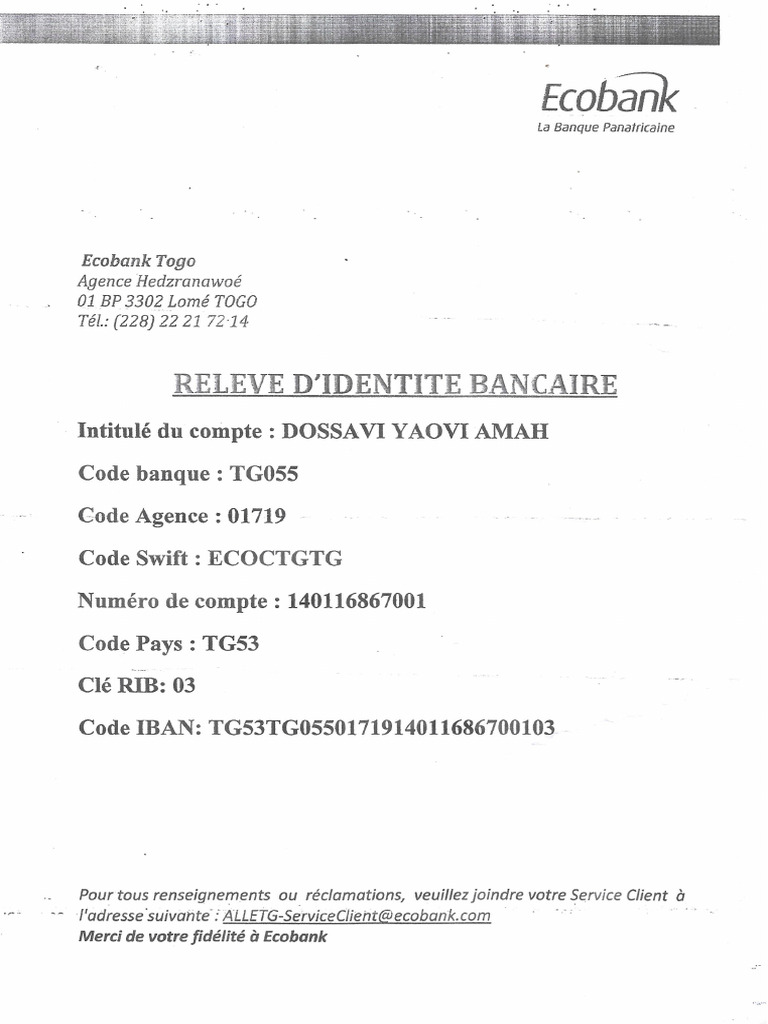 Releve D'identite Bancaire | PDF
