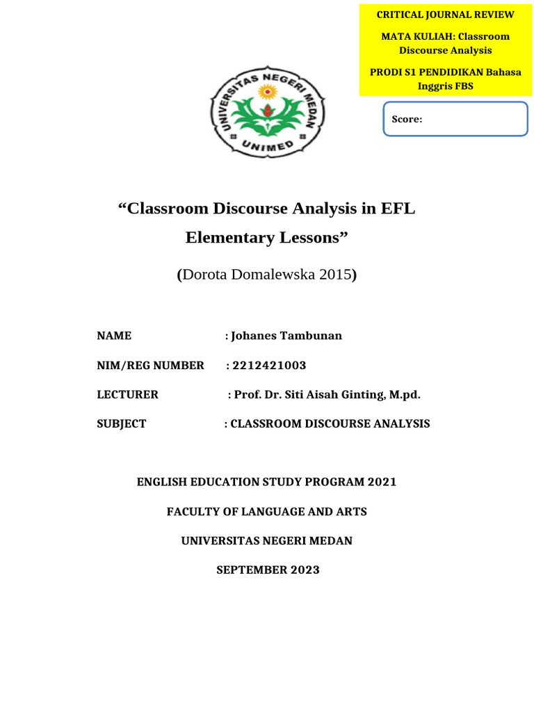 CJR Classroom Discourse Analysis | PDF | Learning | Teachers