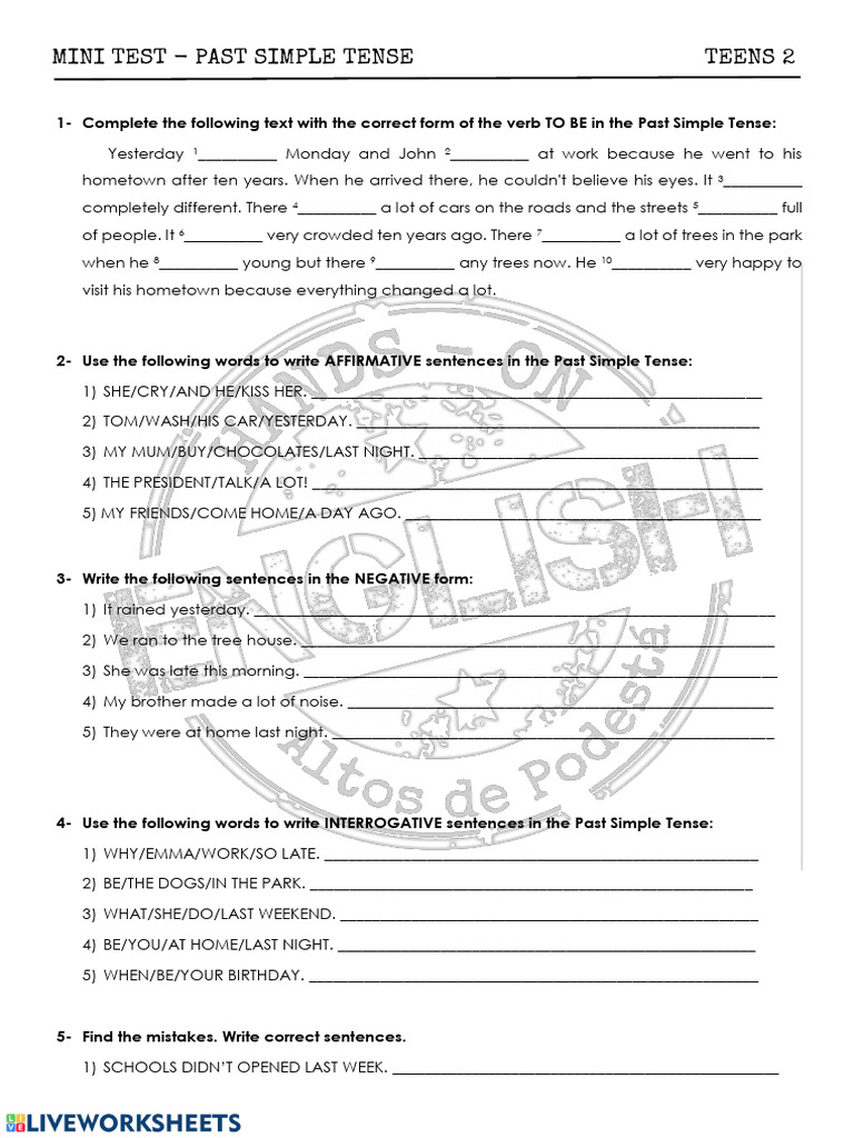 Mini Test Past Simple | PDF | Language Families | Linguistic Typology