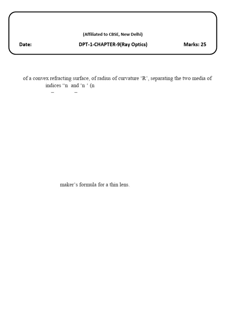 DPT - 1-CH-9 (Ray Optics) | PDF
