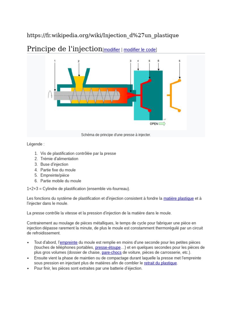 Principe et Schéma de l'Injection Plastique | PDF | Matériaux