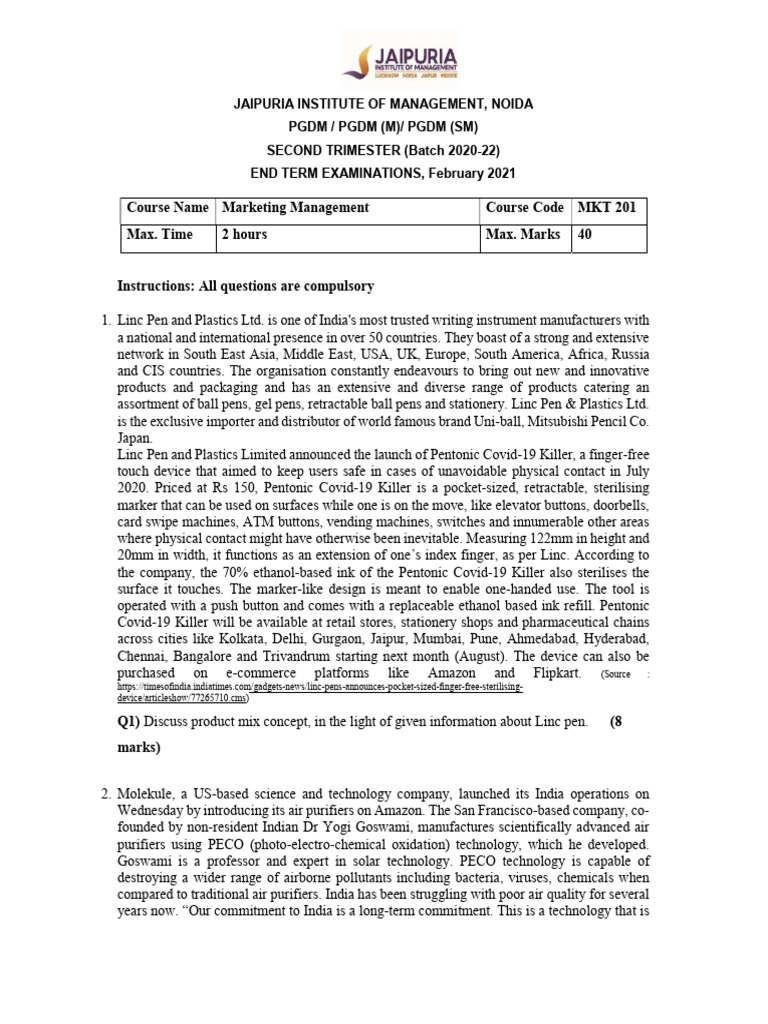 Marketing Management MKT201 | PDF | Hand Washing | Prices
