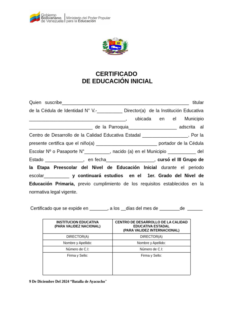 Certificado de Educación Inicial Editado 1 | PDF