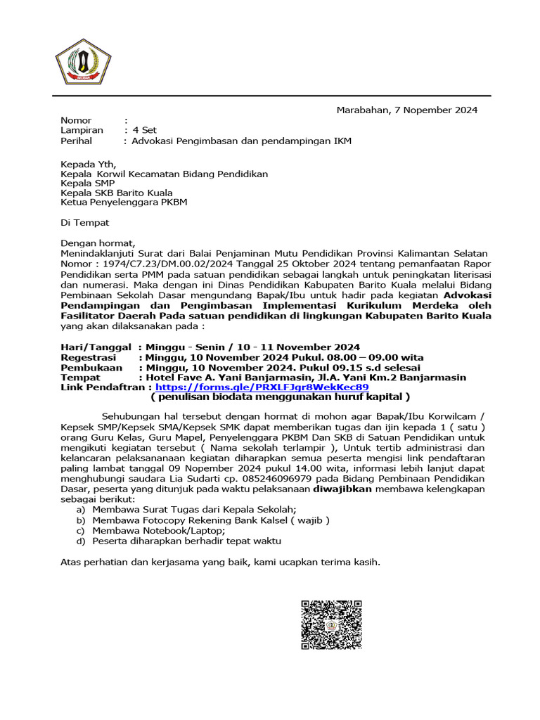 Undangan Advokasi Pendampingan Dan Pengimbasan IKM | PDF