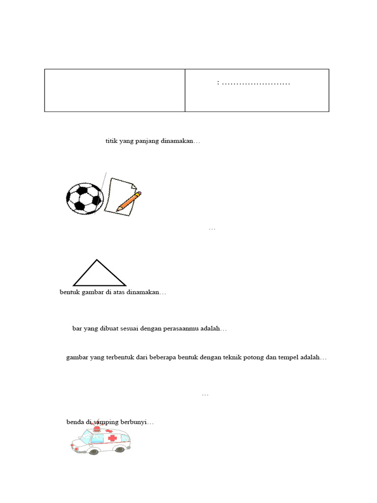Soal STS SBDP Kelas 1 | PDF | Seni