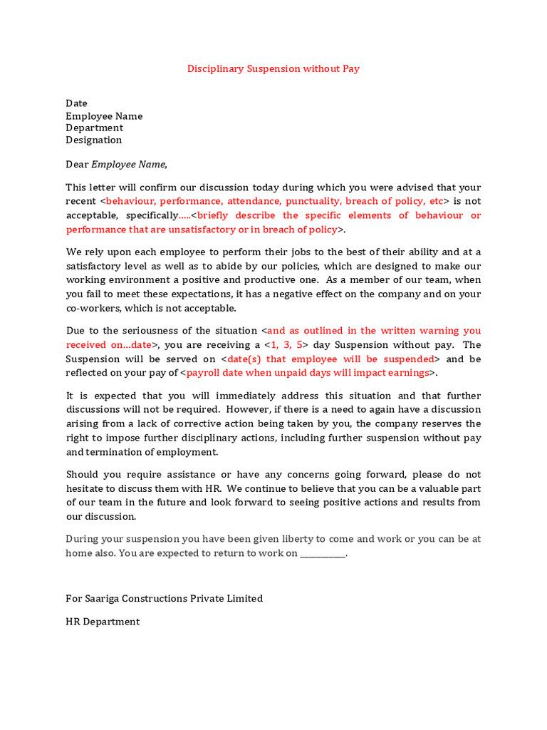 Disciplinary Suspension Without Pay | PDF