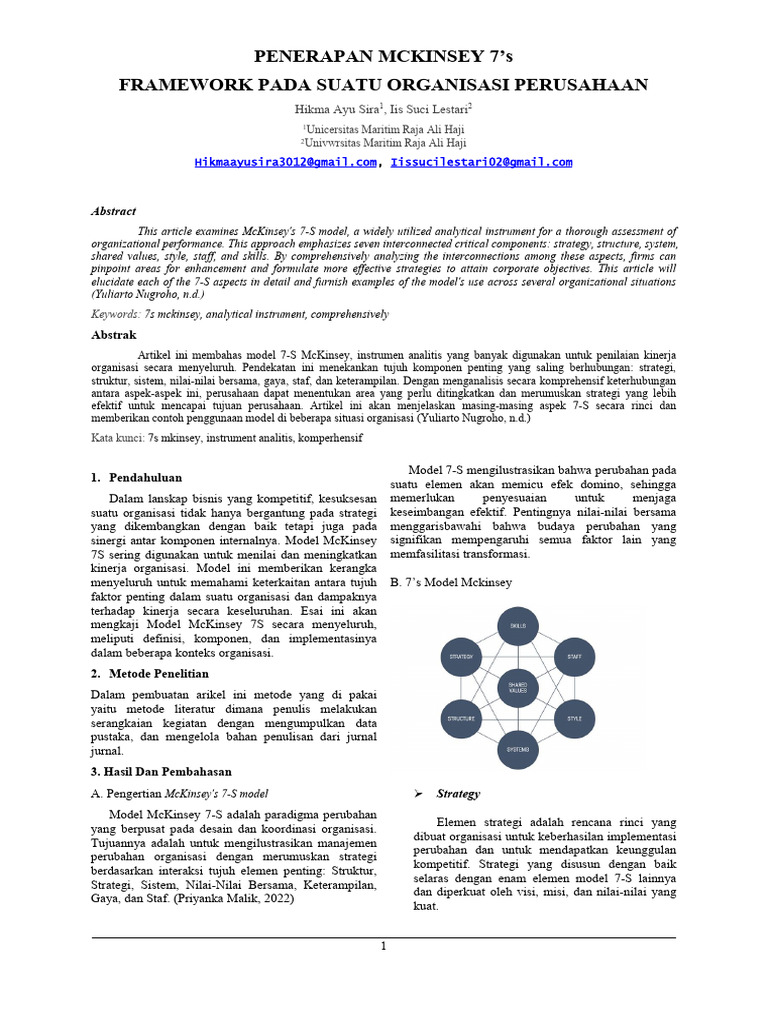 PENERAPAN MCKINSEY 7's | PDF | Pengembangan Diri