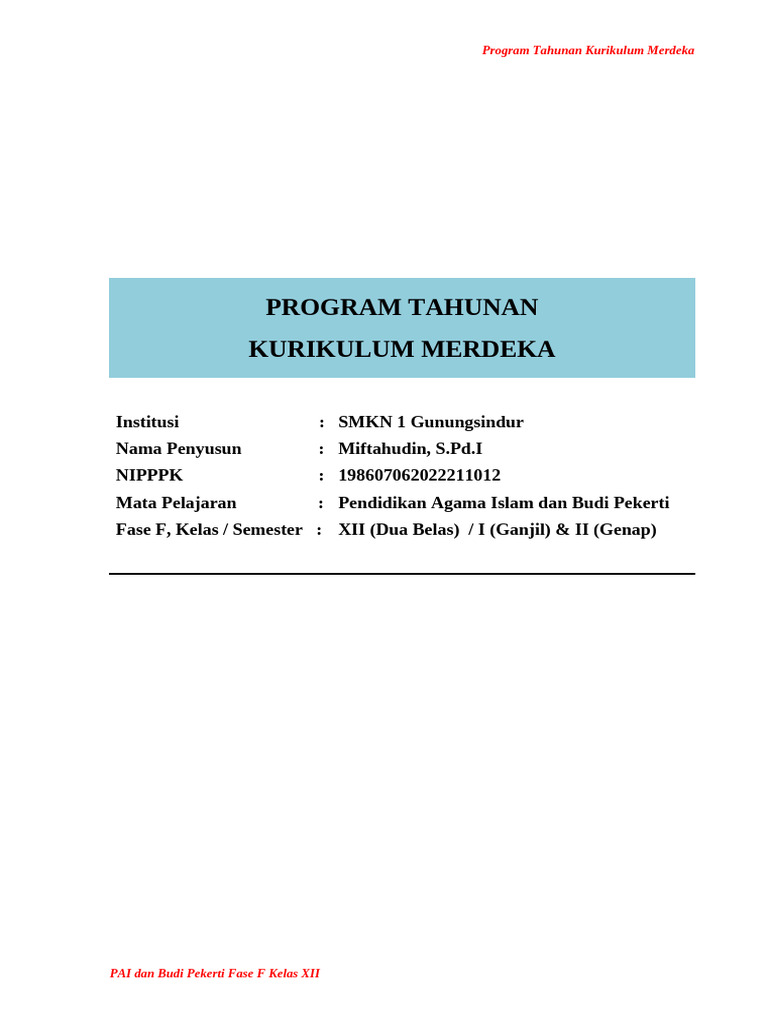 PROTA Kurikulum Merdeka | PDF