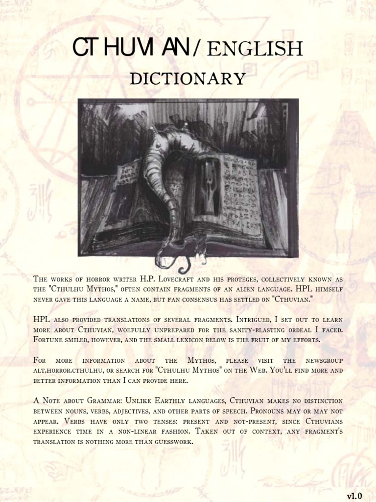 Cthuvian Language Dictionary: A Comprehensive Guide to Deciphering and ...