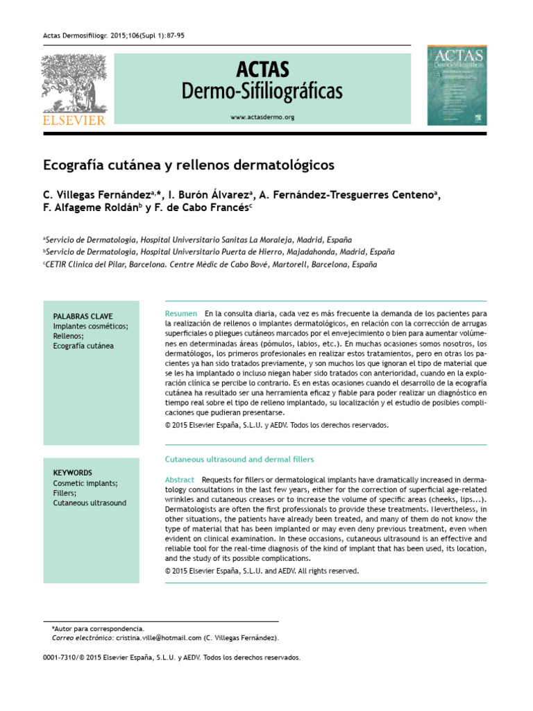 Ecografía Cutánea y Rellenos Dermatológicos | PDF | Sistema tegumentario