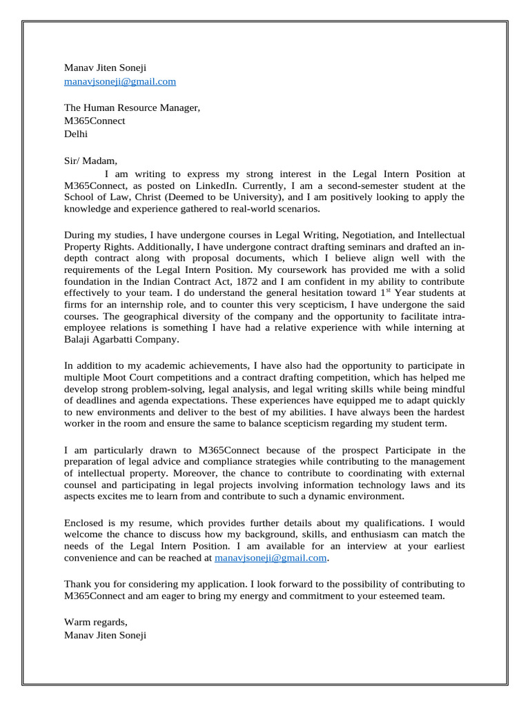 LETTER OF PURPOSE | PDF | Internship | Job Hunting