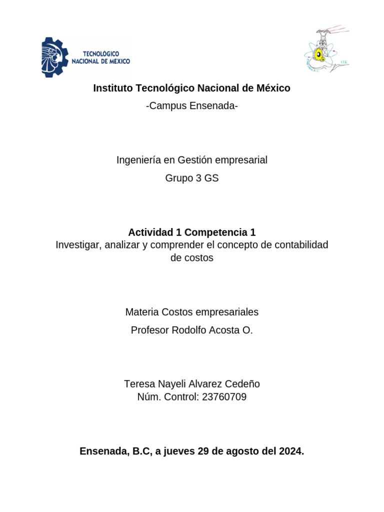 Act.1 C1 | PDF | Contabilidad | Contabilidad de costos