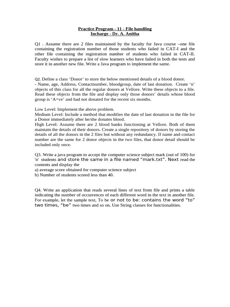 11-Practice Programs - 11 - File Handling-07-11-2024 | PDF | Career & Growth | Business