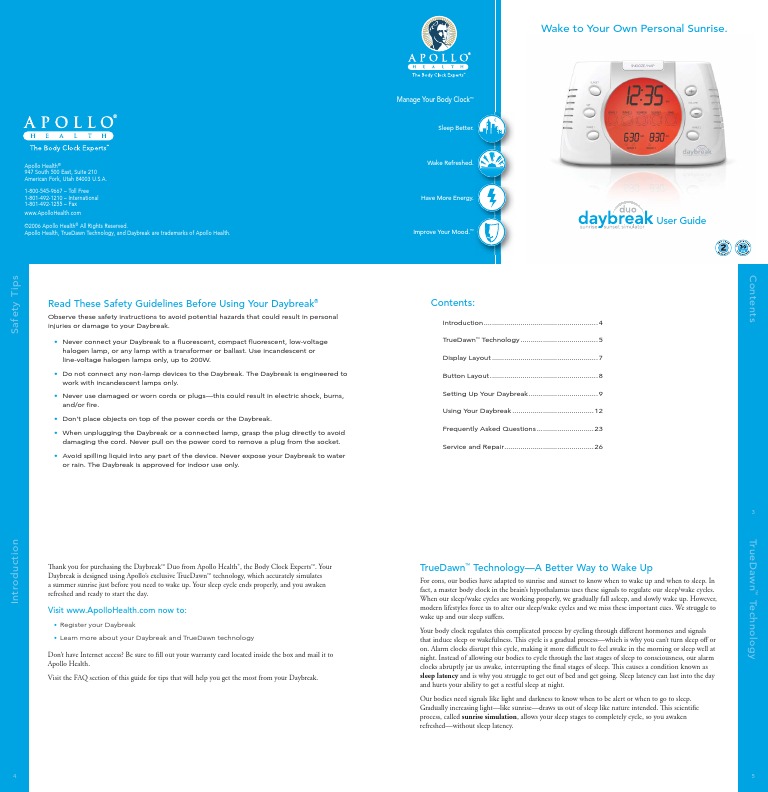 Apollo Clock-Radio Manual | PDF | Fluorescent Lamp | Sleep