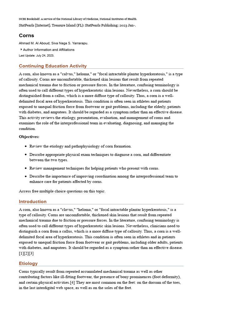 Understanding Corns: Etiology and Management | PDF | Toe