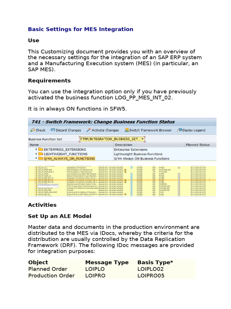 MES Integration Settings Overview | PDF | Object (Computer Science ...
