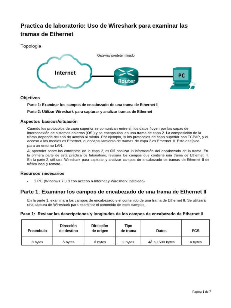 Práctica 6.3 Análisis Tramas Ethernet II | PDF | Controlador de interfaz de red | Protocolos de ...