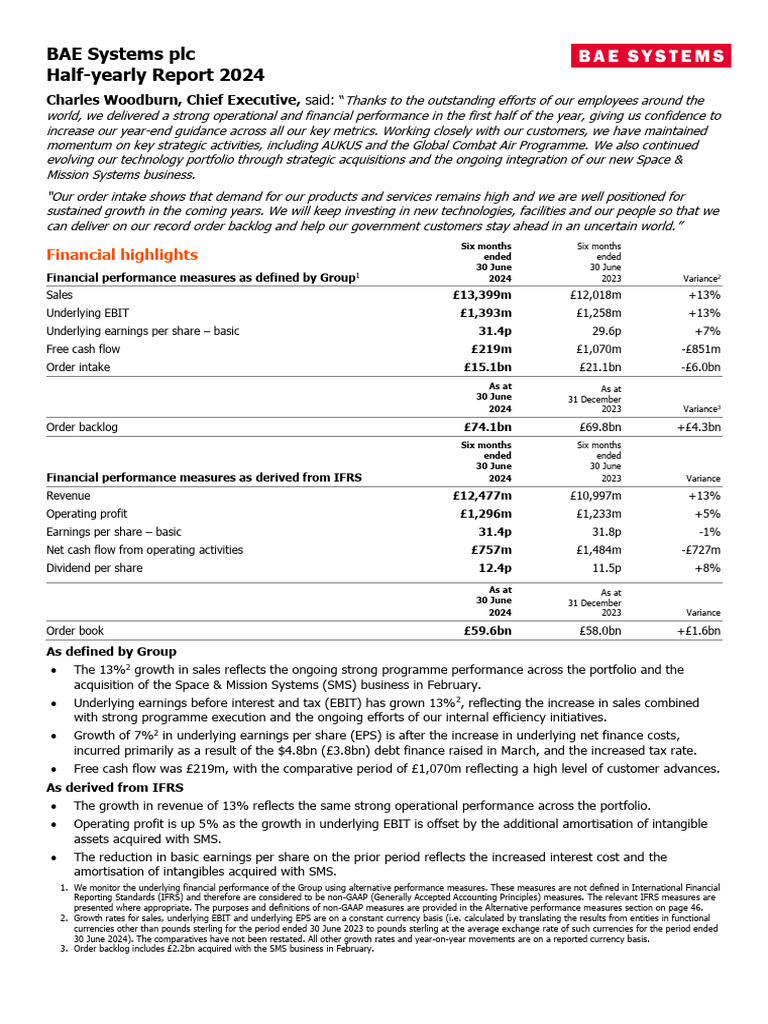 Bae Systems Report | PDF | Share Repurchase | Equity (Finance)