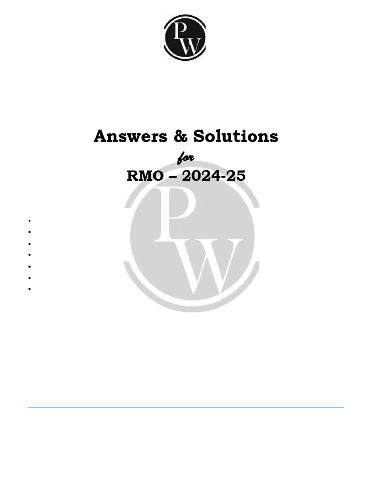 RMO 2024 25 Answers and Solutions1 | PDF | Elementary Mathematics ...
