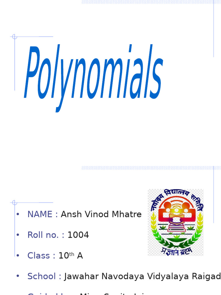 Introduction To Polynomials | PDF | Polynomial | Mathematical Analysis