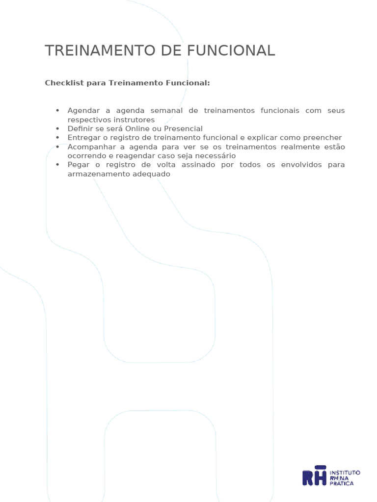 Checklist Treinamento Funcional | PDF | Computadores