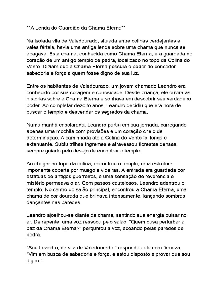 A Lenda Do Guardião Da Chama Eterna | PDF | Sabedoria