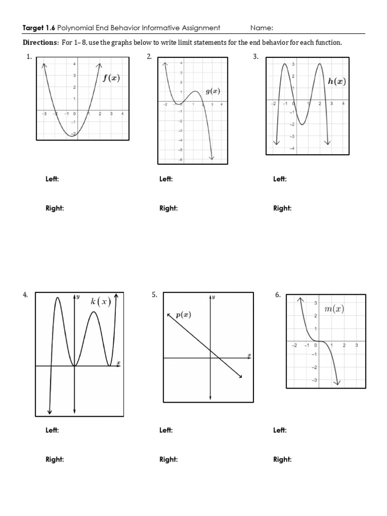 Informative Target 1.6 Polynomial End Behavior | PDF | Equations ...