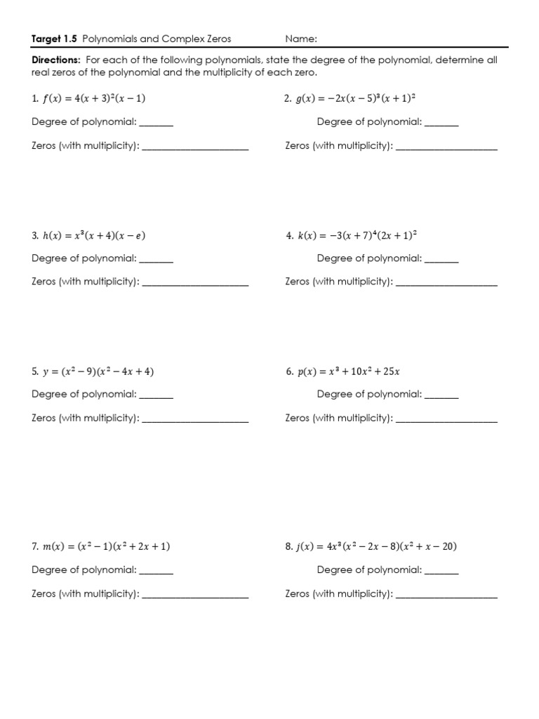 Informative Target 1.5 Polynomials and Complex Zeros | PDF | Function ...