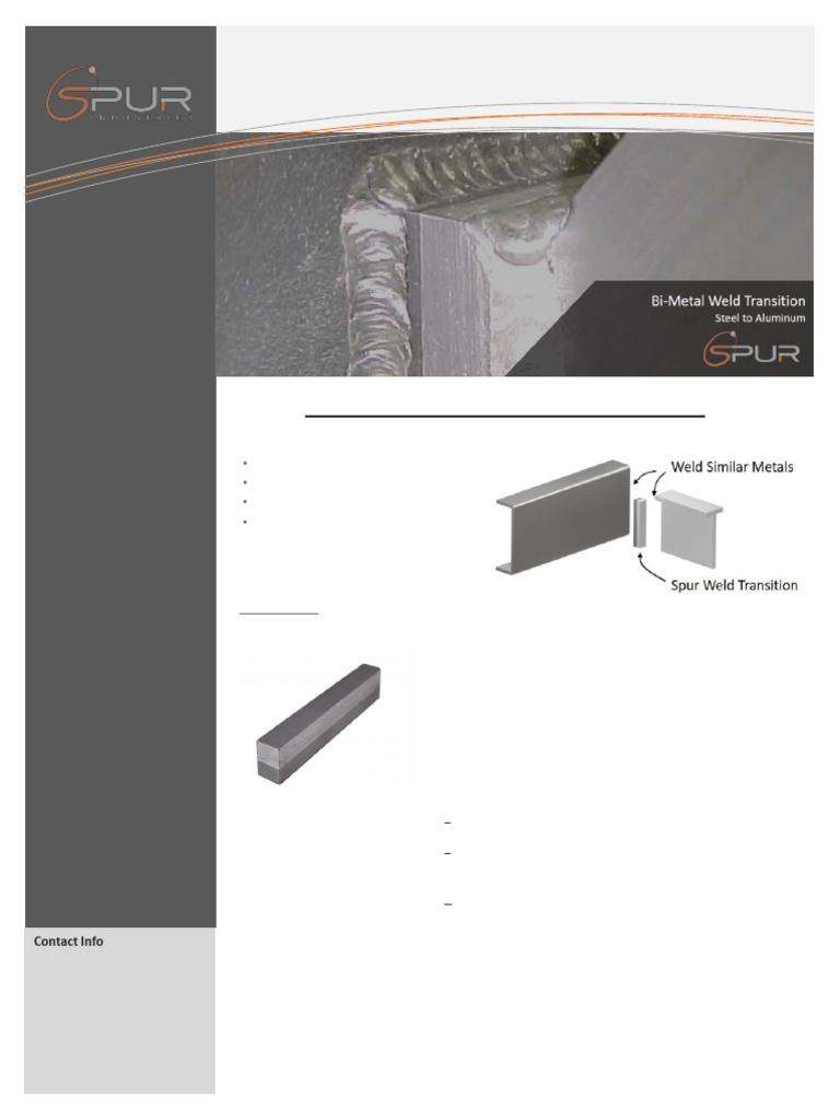 Spur Bimetal Weld Transition DS | PDF | Construction | Welding