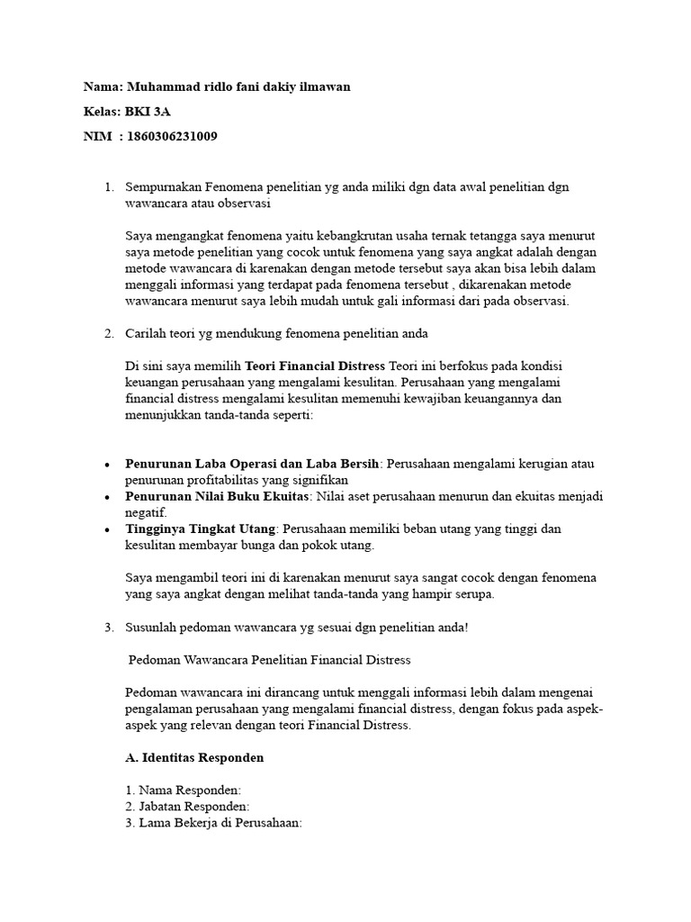 001 - Ridlo Fani Dzakiy - BKI 3A PDF | PDF